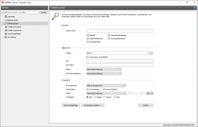 Zugriff über die MailStore Client-Software – MailStore Server Hilfe