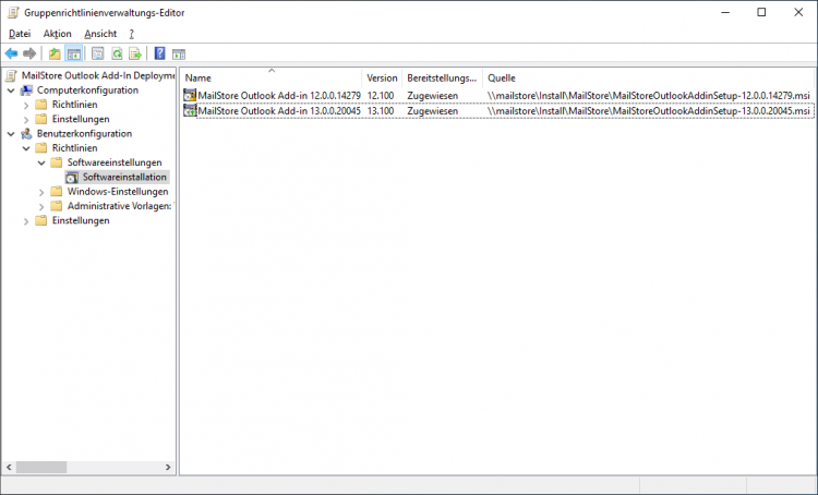 MailStore Outlook Add-In Deployment – MailStore Server Hilfe