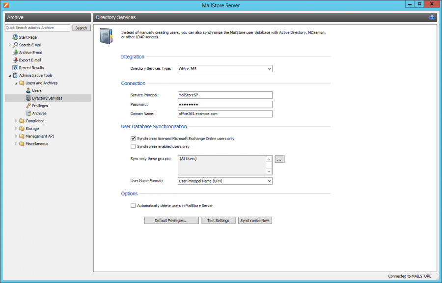 Synchronizing User Accounts with Microsoft 365 (Basic Authentication ...