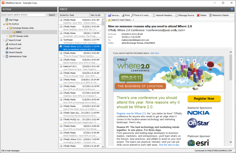 Accessing the Archive with the MailStore Client software - MailStore ...