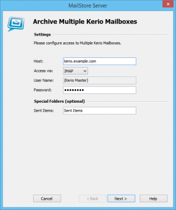 Archiving Emails from Kerio Connect - MailStore Server Help