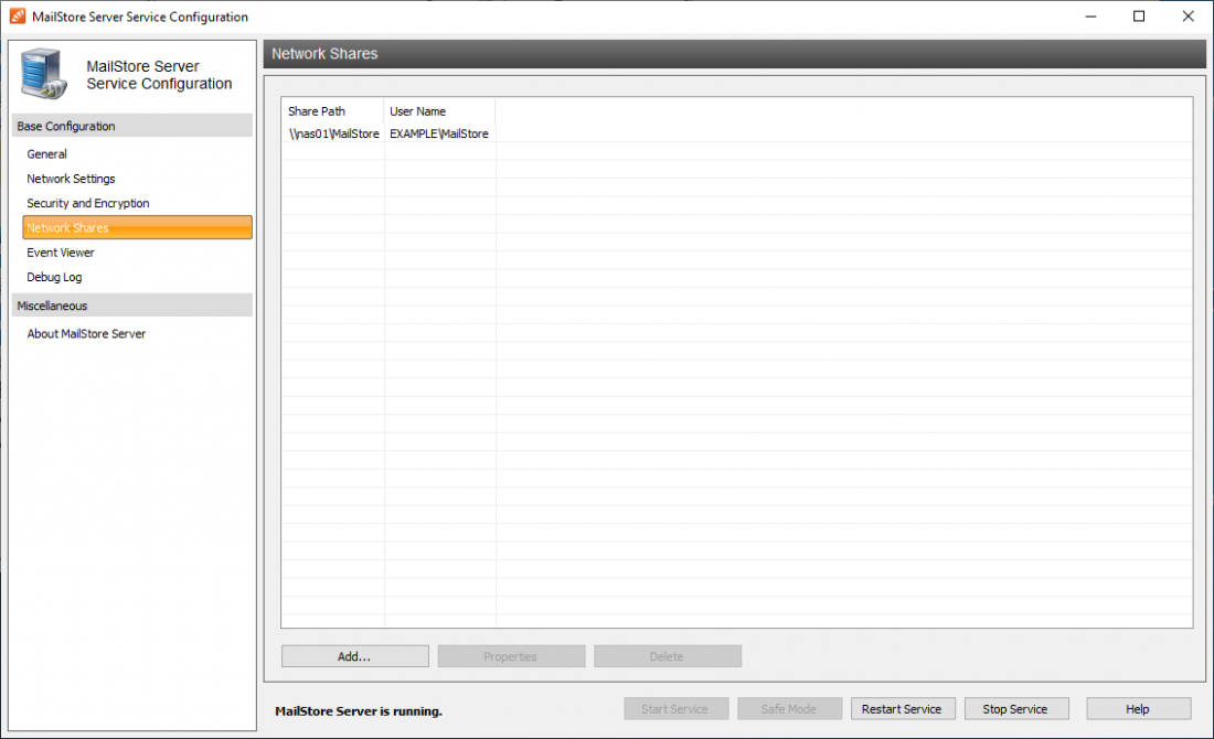 Using Network Attached Storage - NAS - MailStore Server Help