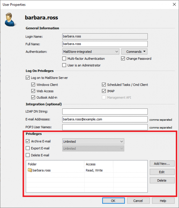 Users, Folders and Settings - MailStore Server Help